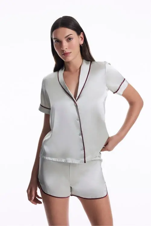 HOUSE OF SILK Silk Short Pyjama Suit - Mint
