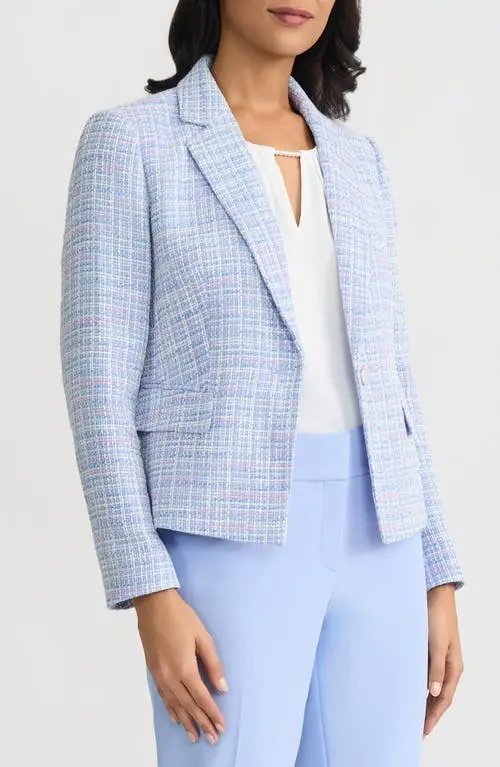 KASPER One-button Tweed Jacket - Paris Bleu Multi