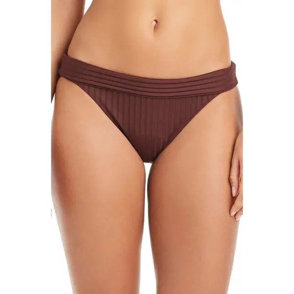 Sanctuary Banded Rib Hipster Bikini Bottom - Espresso