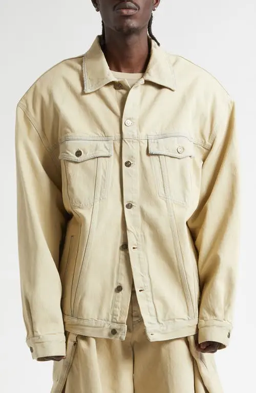 LU'U DAN Oversized Cotton Denim Jacket - Whitewashed