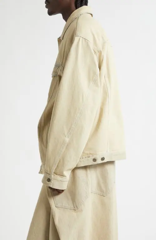 LU'U DAN Oversized Cotton Denim Jacket - Whitewashed