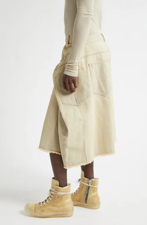LU'U DAN Maxi Frayed Denim Wide Leg Shorts