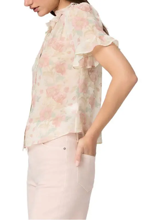 Paige Sunisa Silk Button-up Top - Bone Multi