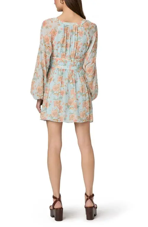 Paige Summerland Long Sleeve Floral Print Silk Minidress