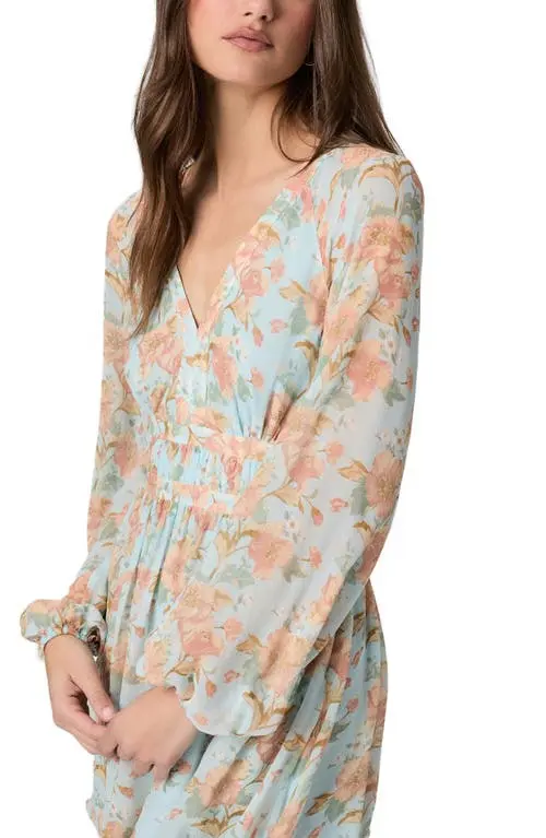 Paige Summerland Long Sleeve Floral Print Silk Minidress
