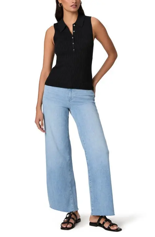 Paige Vesta Rib Sleeveless Polo - Black