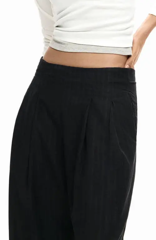 Desigual Pleat Front Wide-leg Pants - Black