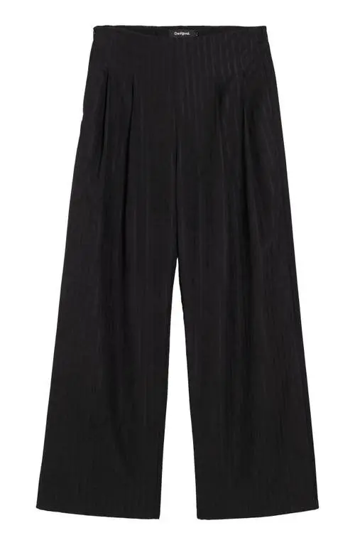 Desigual Pleat Front Wide-leg Pants - Black