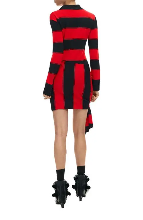 Desigual Stripe Side Drape Mini Dress