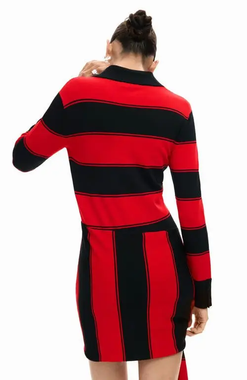 Desigual Stripe Side Drape Mini Dress