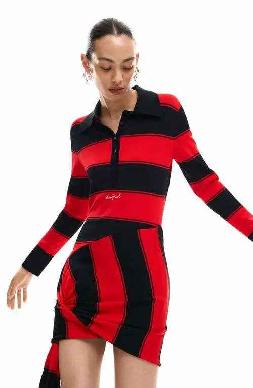 Desigual Stripe Side Drape Mini Dress
