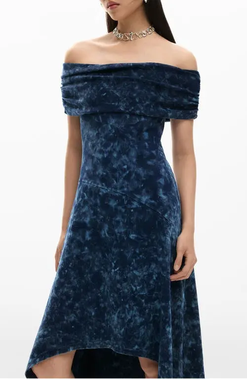 Desigual Off-the-shoulder High-low Knit Dress