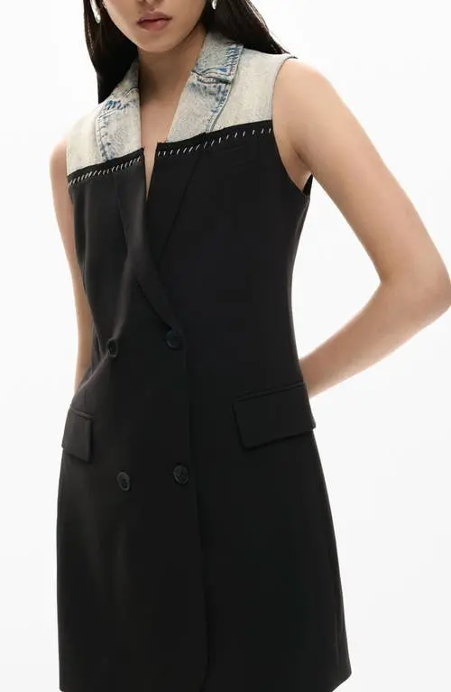 Desigual Mixed Media Sleeveless Blazer Minidress