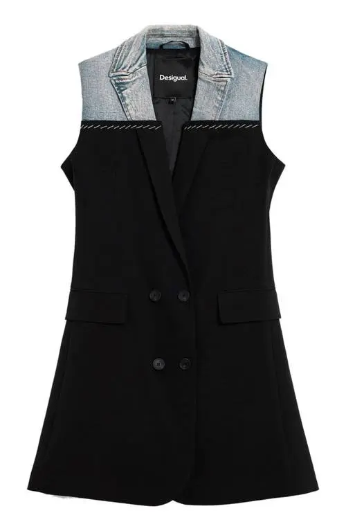Desigual Mixed Media Sleeveless Blazer Minidress