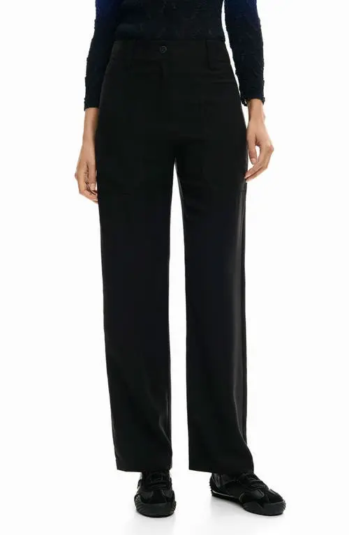 Desigual High-waisted Straight Leg Trousers - Black