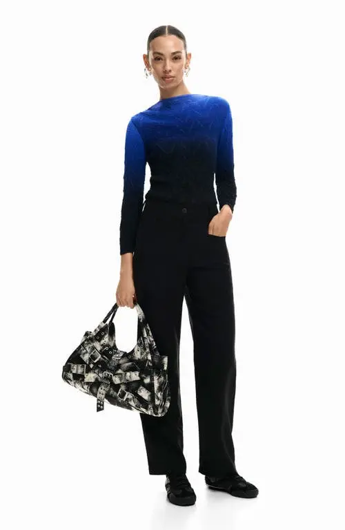 Desigual High-waisted Straight Leg Trousers