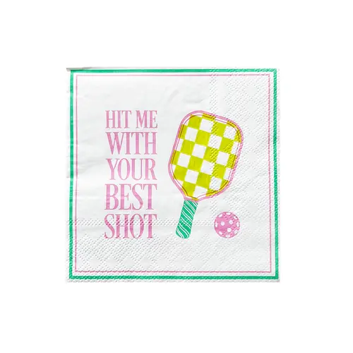 JOLLITY & CO Pickleball Social Club "hit Me With Your Best Shot" Cocktail Napkins - Assorted Pre-pack