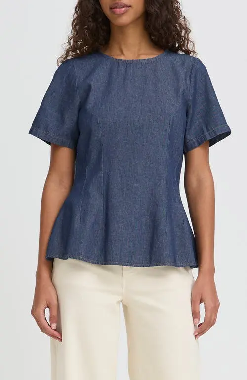ICHI Ihtulle Denim Peplum Top