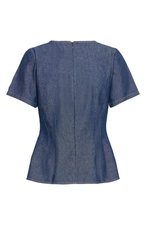 ICHI Ihtulle Denim Peplum Top