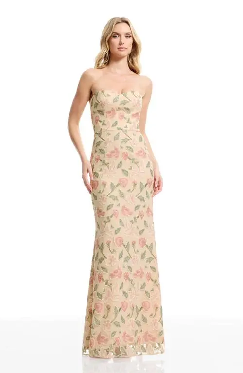 dress the population melissa strapless sequin floral appliqu maxi dress Dress The Population Melissa Fit & Flare Dress
