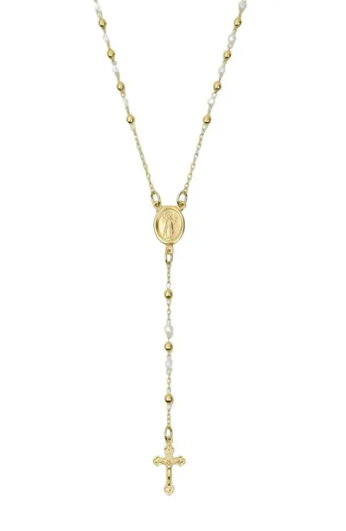 THE M JEWELERS The Pearl Mary Rosary Cross Pendant Necklace - Gold