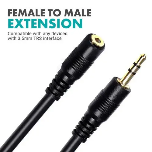 MOVO 3.5mm Trs Female To Male Microphone Extension Cable