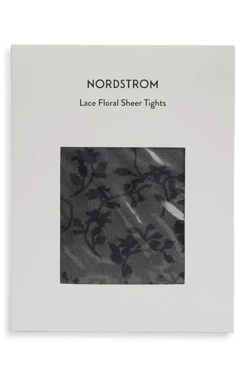 Nordstrom Floral Lace Sheer Tights - Black
