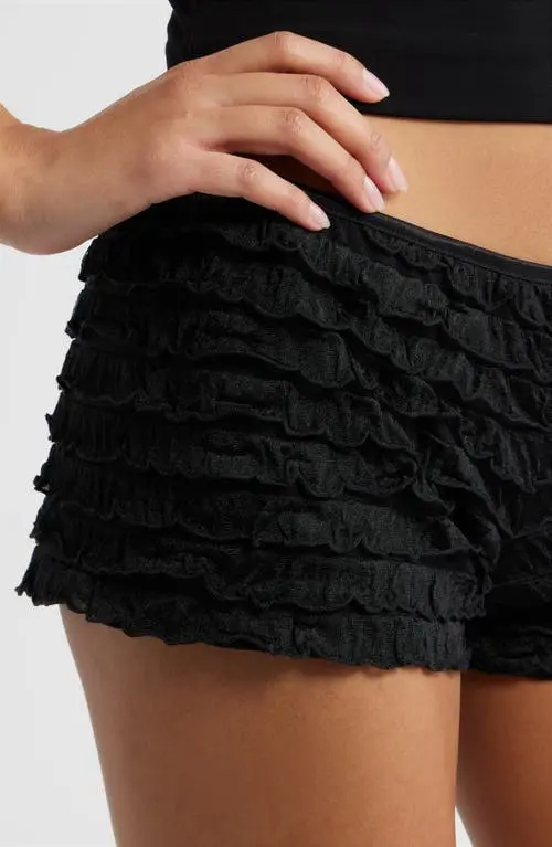 BELLA VENICE Tiered Ruffle Shorts - Black