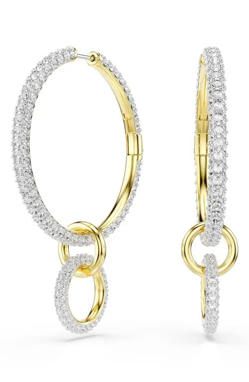 SWAROVSKI Dextera Pavé Hoop Drop Earrings - White/gold