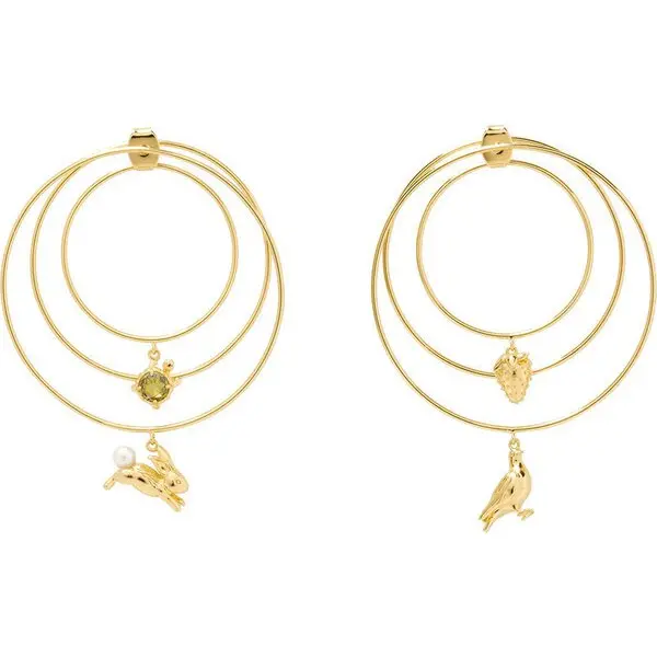 Kate Spade New York Bunny & Strawberry Charm Hoop Earrings - Gold Multi