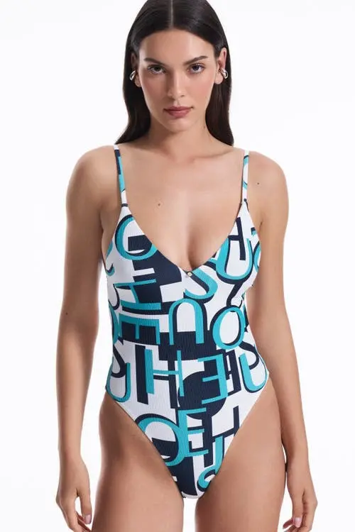 HOUSE OF SILK Bridget One-piece Swimsuit With Monogram Print - Multicolor