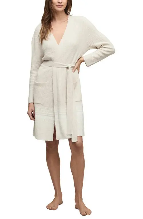 Barefoot Dreams Cozychic™ Lite® Variegated Stripe Rib Robe - Sand Dune-pearl