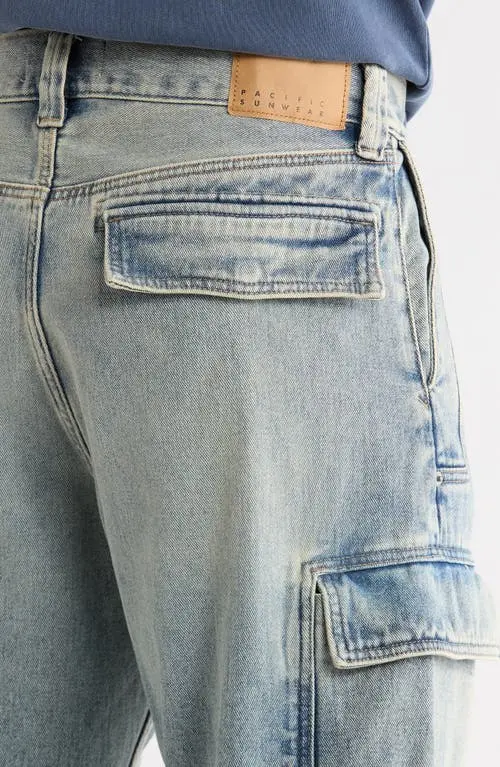 PACSUN Clark Baggy Cargo Jeans - Medium Indigo