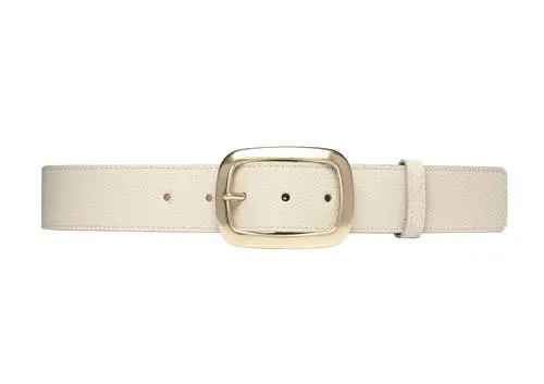 VAINCOURT PARIS Brass Buckle Leather Belt - Chalk
