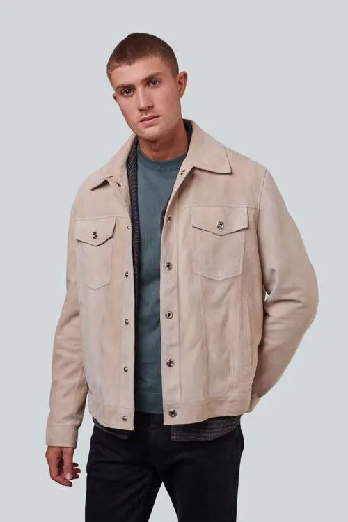 FURNIQ UK Enzo Suede Shirt Jacket - Beige