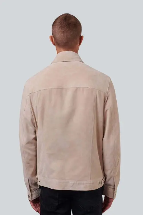 FURNIQ UK Enzo Suede Shirt Jacket - Beige