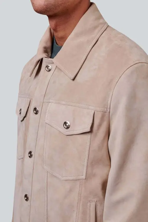 FURNIQ UK Enzo Suede Shirt Jacket - Beige