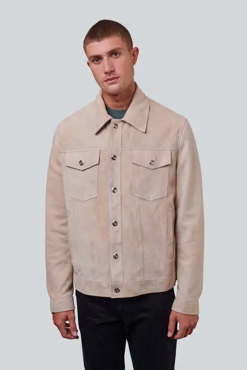 FURNIQ UK Enzo Suede Shirt Jacket - Beige