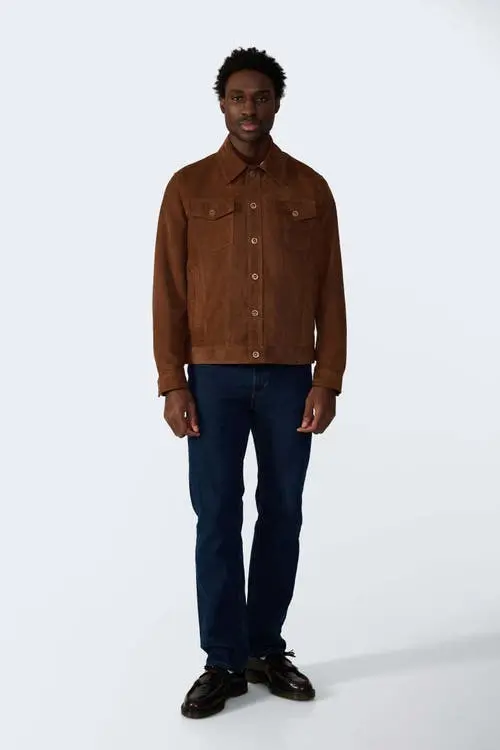 FURNIQ UK Enzo Suede Shirt Jacket - Chestnut
