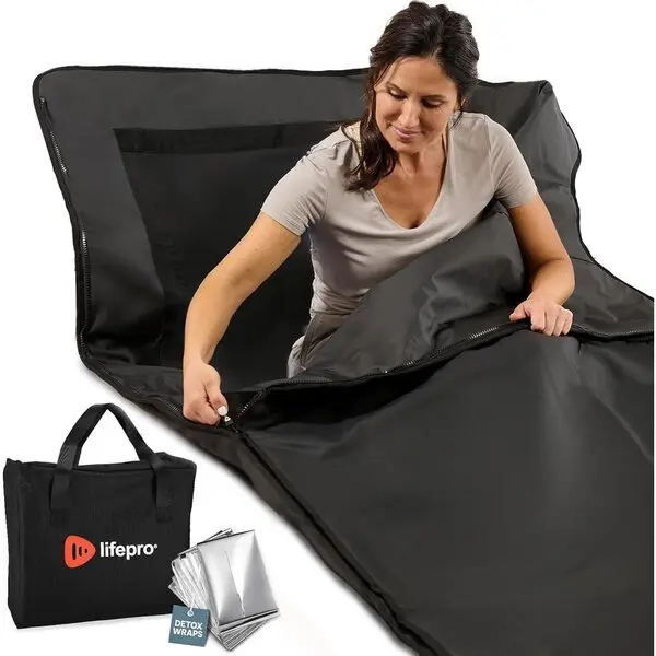 LIFEPRO Rejuvawrap Infrared Sauna Blanket For Detox & Relaxation Low Emf Carbon Fiber Heating 9temp Levels - Black