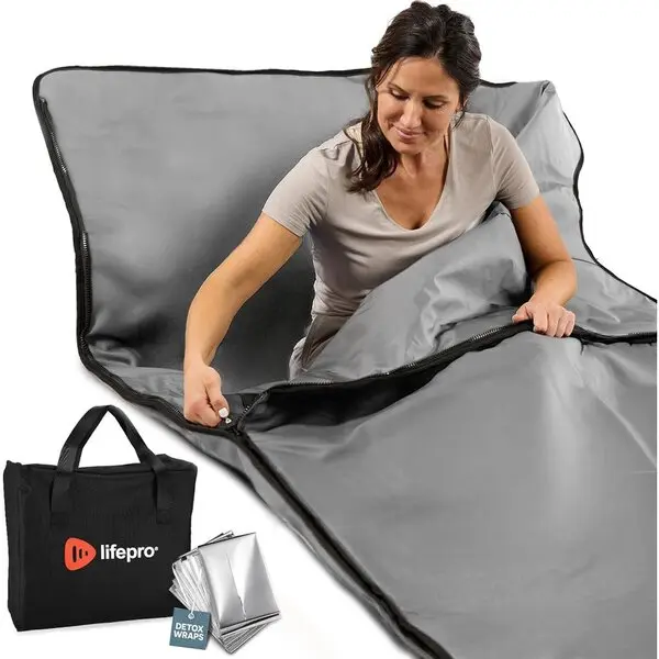 LIFEPRO Rejuvawrap Infrared Sauna Blanket For Detox & Relaxation Low Emf Carbon Fiber Heating 9temp Levels - Grey