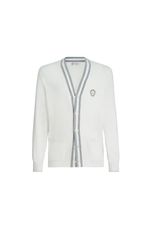 Brunello Cucinelli Cotton Cardigan With Logo - White