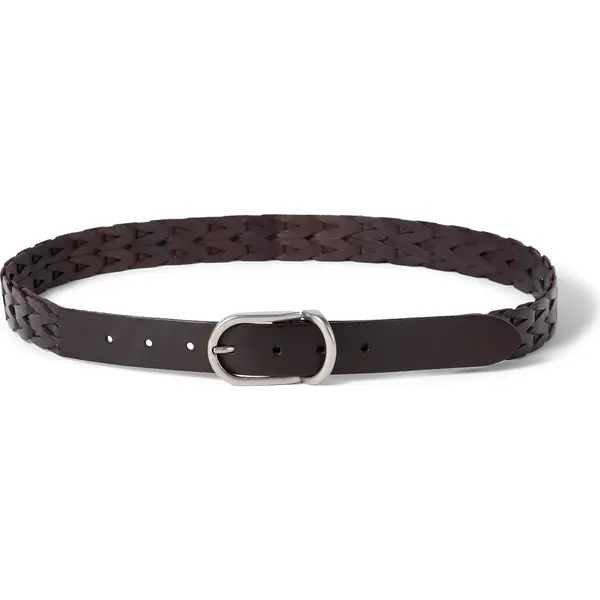 Brunello Cucinelli Braided Leather Belt - Rust Brown