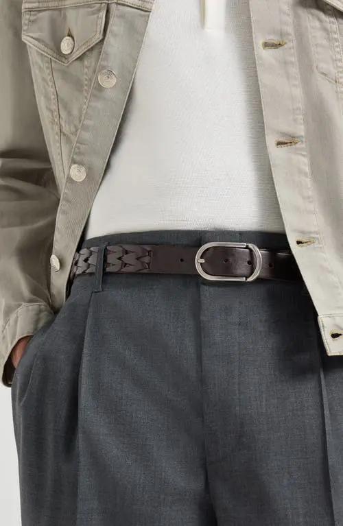 Brunello Cucinelli Braided Leather Belt - Rust Brown