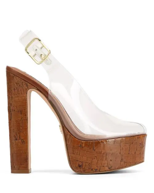 NAKED WOLFE Rare Platform Slingback Heels - Clear