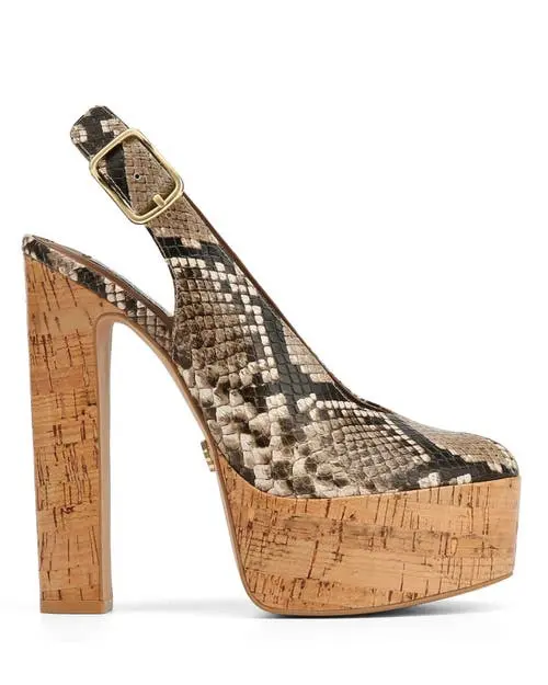 NAKED WOLFE Rare Platform Slingback Heels - Snake
