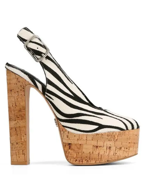 NAKED WOLFE Rare Platform Slingback Heels - Zebra