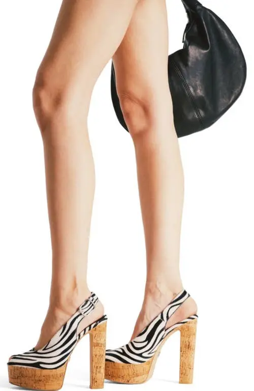 NAKED WOLFE Rare Pony Platform Slingbacks - Zebra