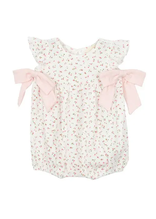 MABEL + HONEY Floral Romper With Bow Detail - White