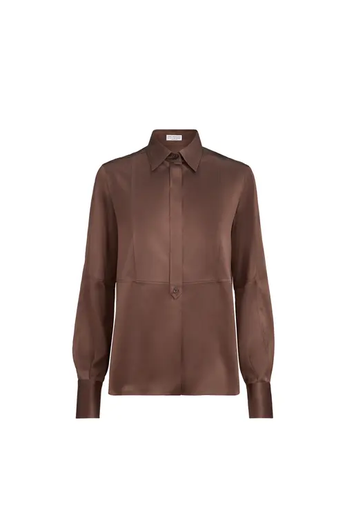 Brunello Cucinelli Satin Shirt - Cocoa